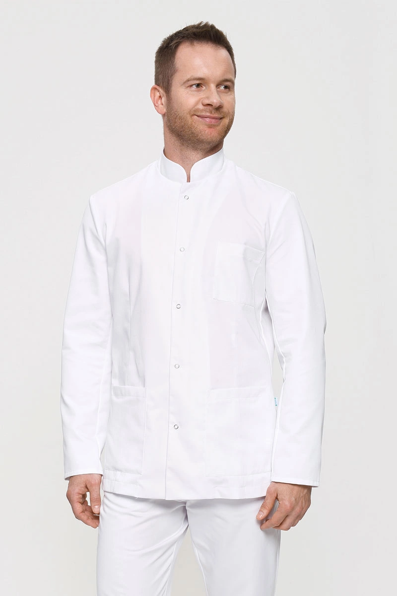 Men's medical jacket MA 25, white, long sleeve, Premium | White ...